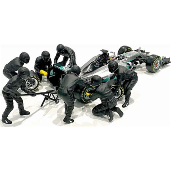 F1 Pit Crew Figures Set #2 Team Black (x7) - John Ayrey Die Casts