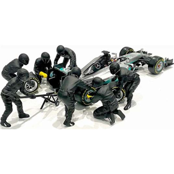 F1 Pit Crew Figures Set #2 Team Black (x7) - John Ayrey Die Casts