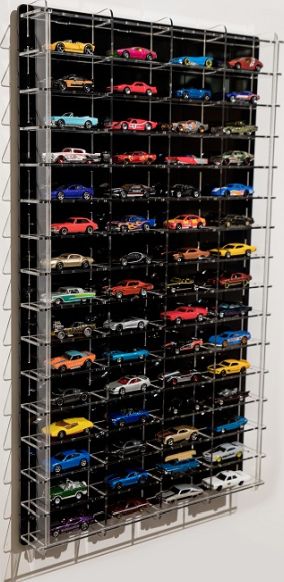 Wall Mounted Display Case (60 Cars) Black 46 x 78cm - John Ayrey Die Casts