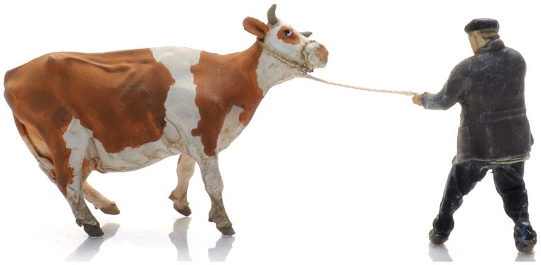 Farmer w/Obstinate Cow (1x) Ready-Made Figures - John Ayrey Die Casts