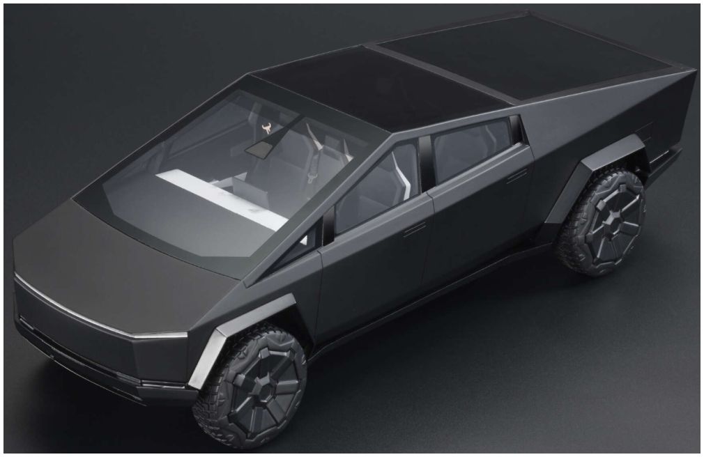 Tesla Cybertruck Matte Black w/Openable Trunk - John Ayrey Die Casts