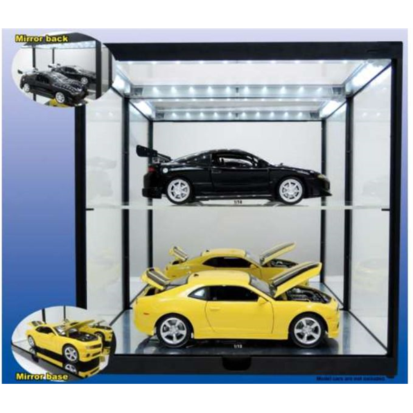 Double Led Lit Showcase Holds 2 x 1/18th Black - John Ayrey Die Casts